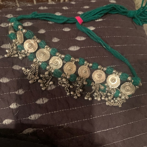 Vintage | Jewelry | Vintage Green Silver Gypsy Choker Necklace | Poshmark